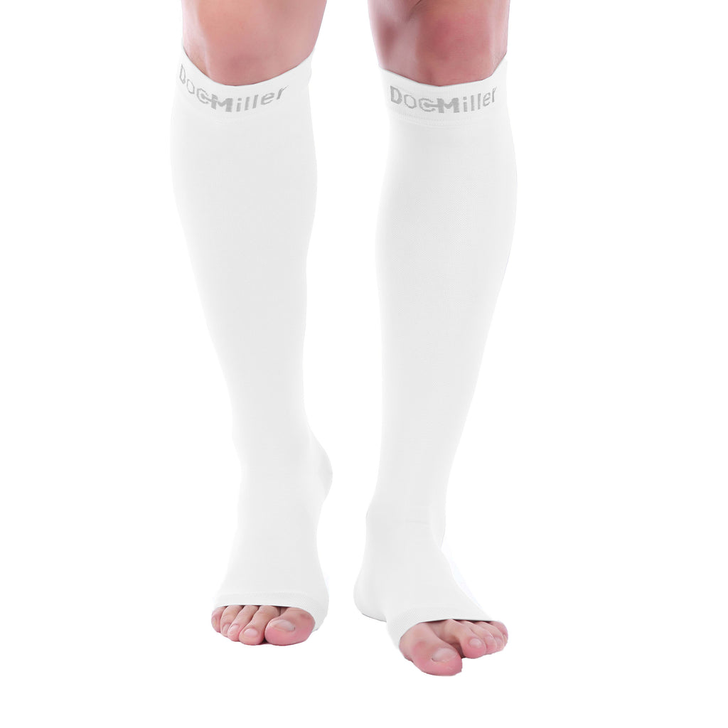 Open Toe Compression Sleeve 15-20 mmHg WHITE by Doc Miller