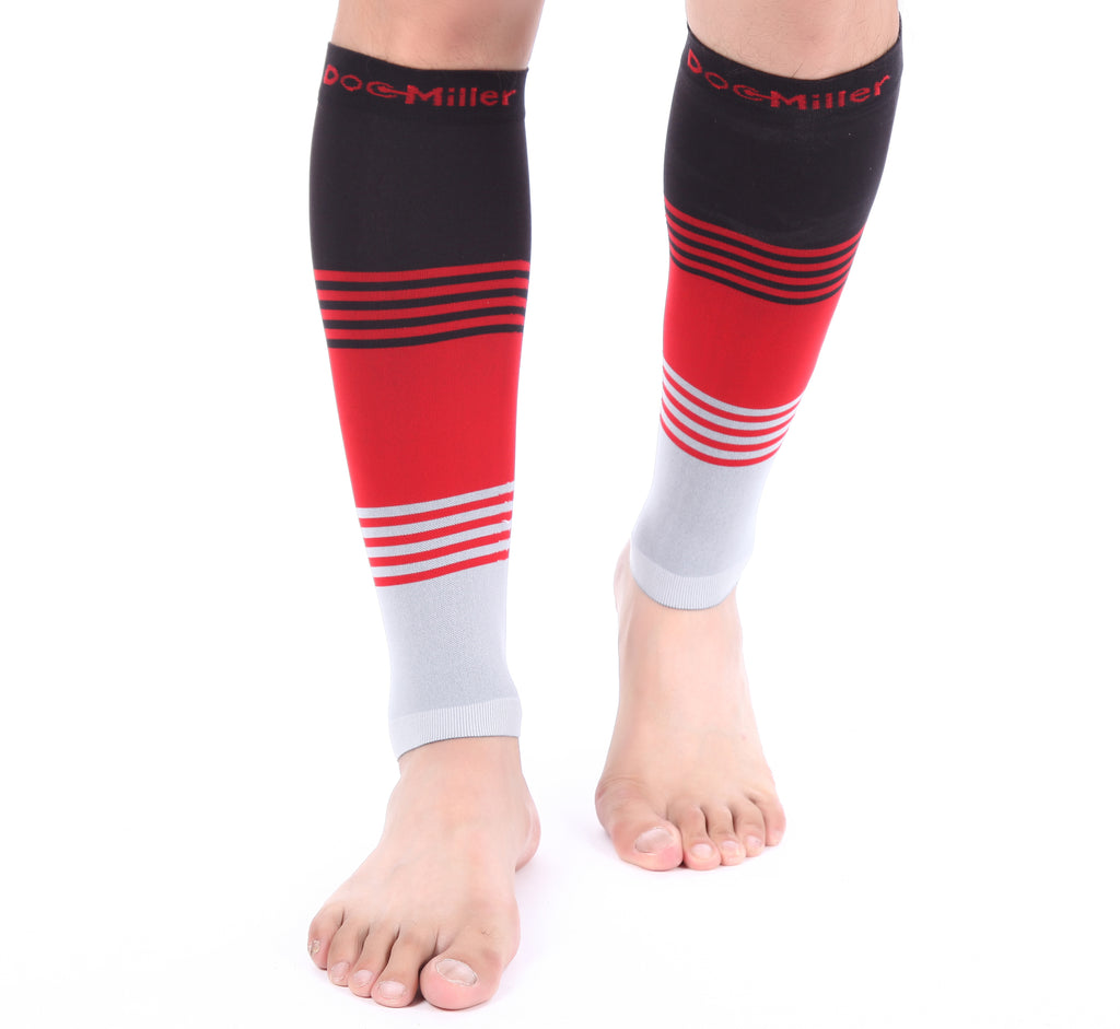 Premium Calf Compression Sleeve 20-30 mmHg BLACK/RED/GRAY – Doc Miller