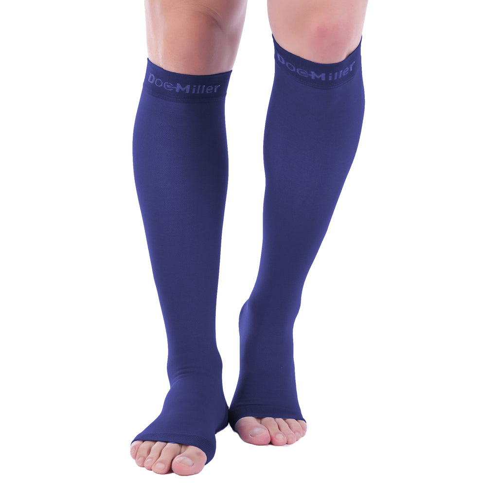 Open Toe Compression Socks 20-30 mmHg DARK BLUE – Doc Miller